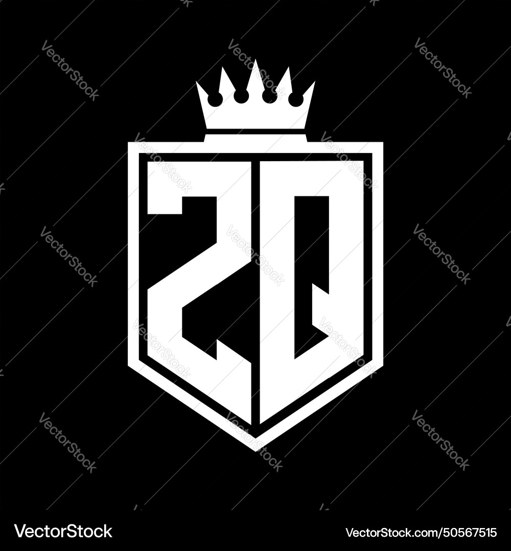 Zq logo monogram bold shield geometric shape Vector Image