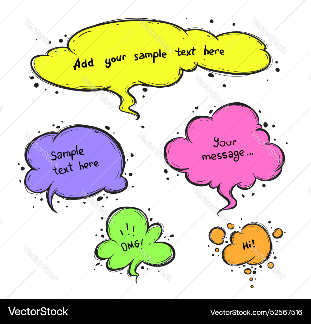 Color message clouds set isolated on white Vector Image