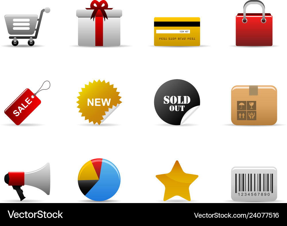 Ecommerce icons web with shopping Royalty Free Vector Image