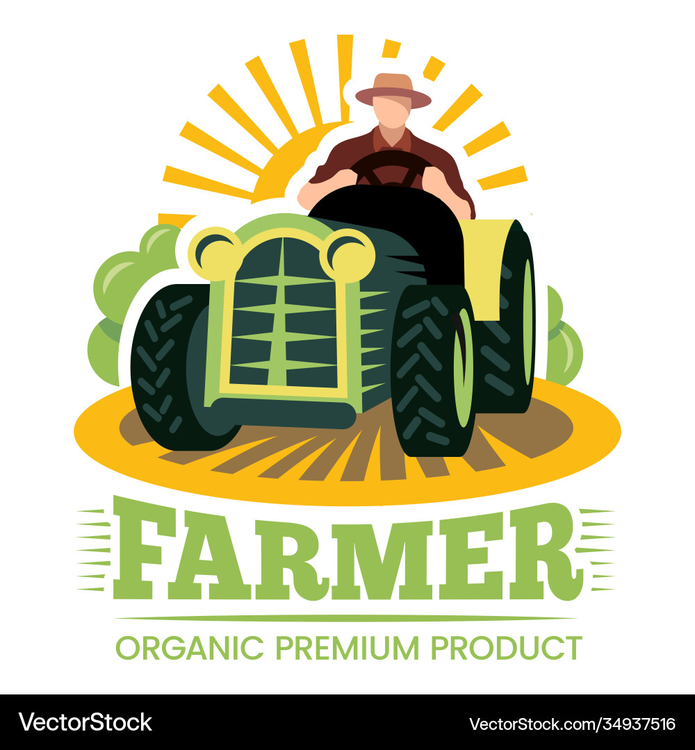 Farm Fresh Organic Produce Label Royalty Free Vector Image
