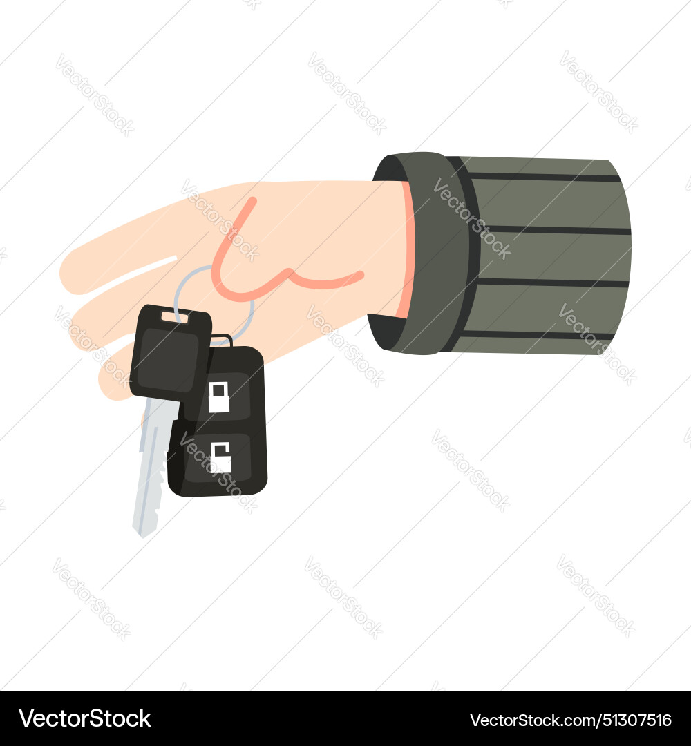 Hand holding car key doodle flat Royalty Free Vector Image
