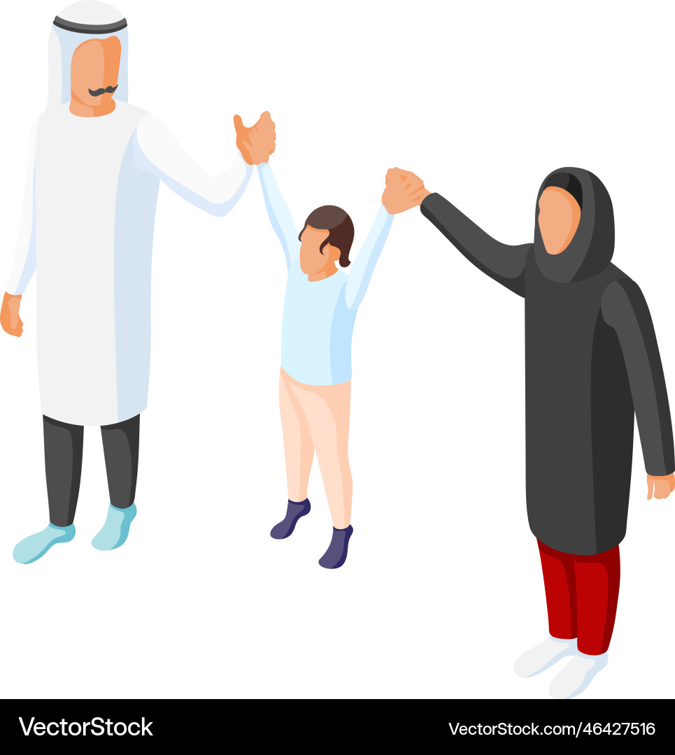 Isometric arabic family Royalty Free Vector Image