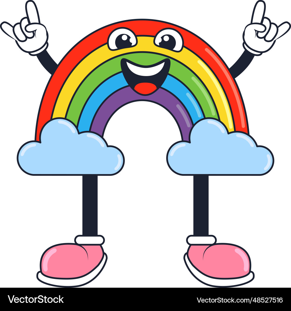 Weather cartoon rainbow Royalty Free Vector Image