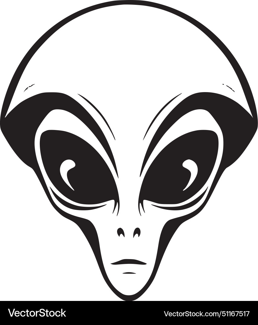 Alien - black and white Royalty Free Vector Image