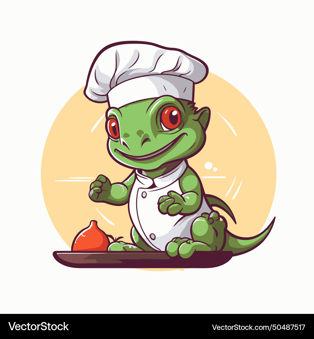 Frog chef character cute cartoon crocodile Vector Image
