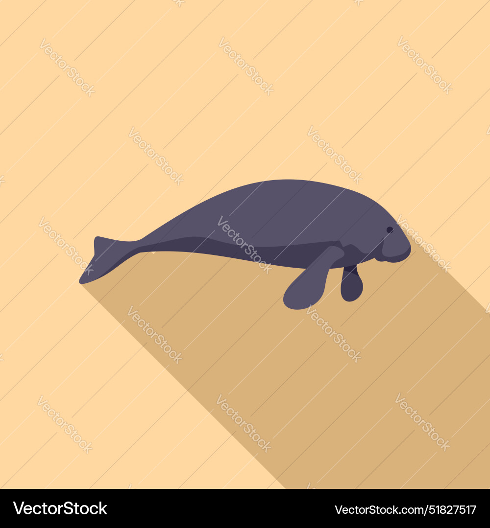 Large grey dugong swimming side view minimalist Vector Image