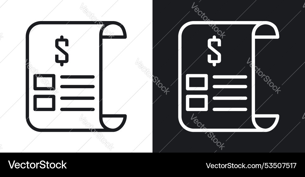 Paper check receiptline in thin line black color Vector Image