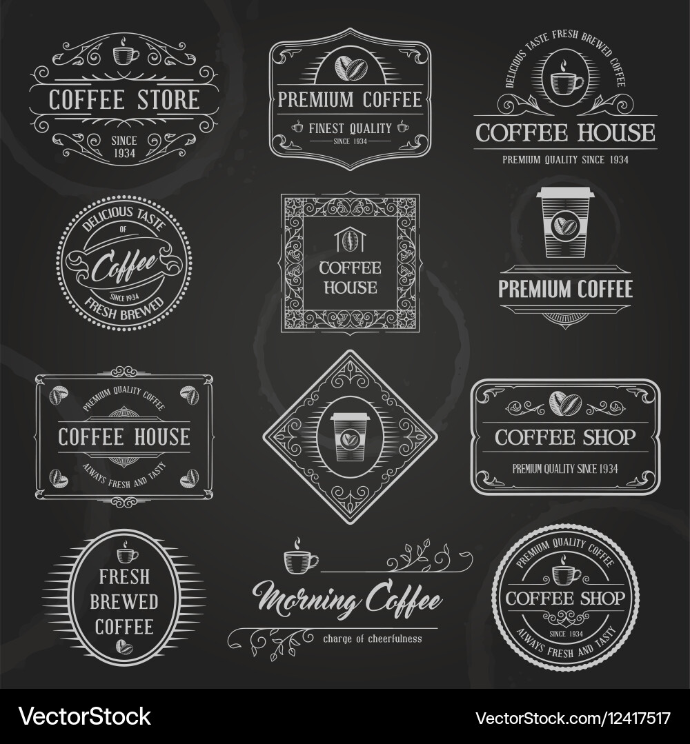 Retro coffee labels black Royalty Free Vector Image