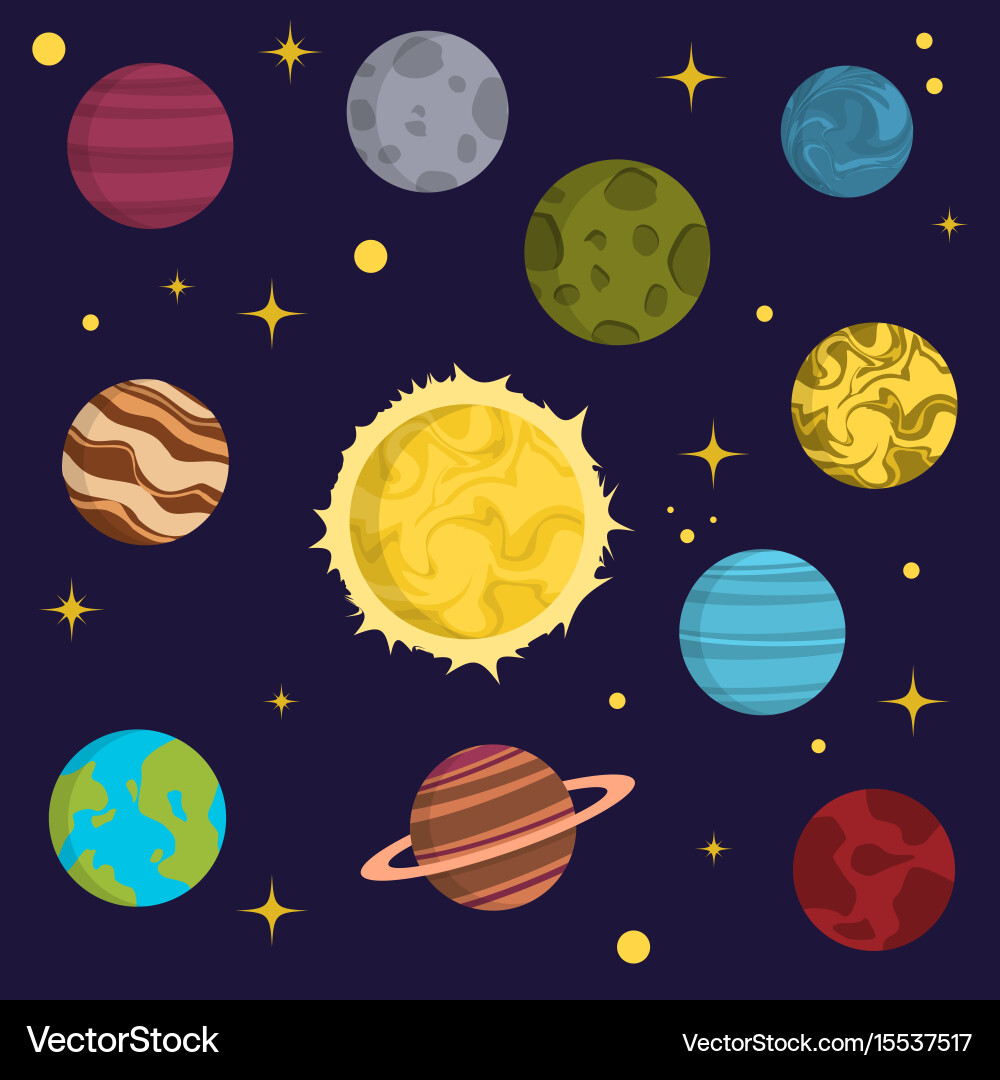 Solar system space planets galaxy earth universe Vector Image