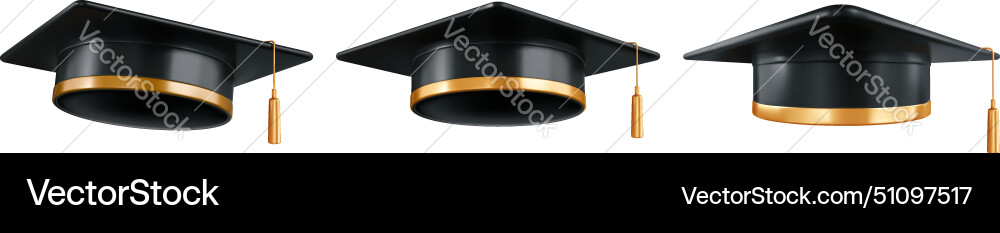 Square academic cap set Royalty Free Vector Image