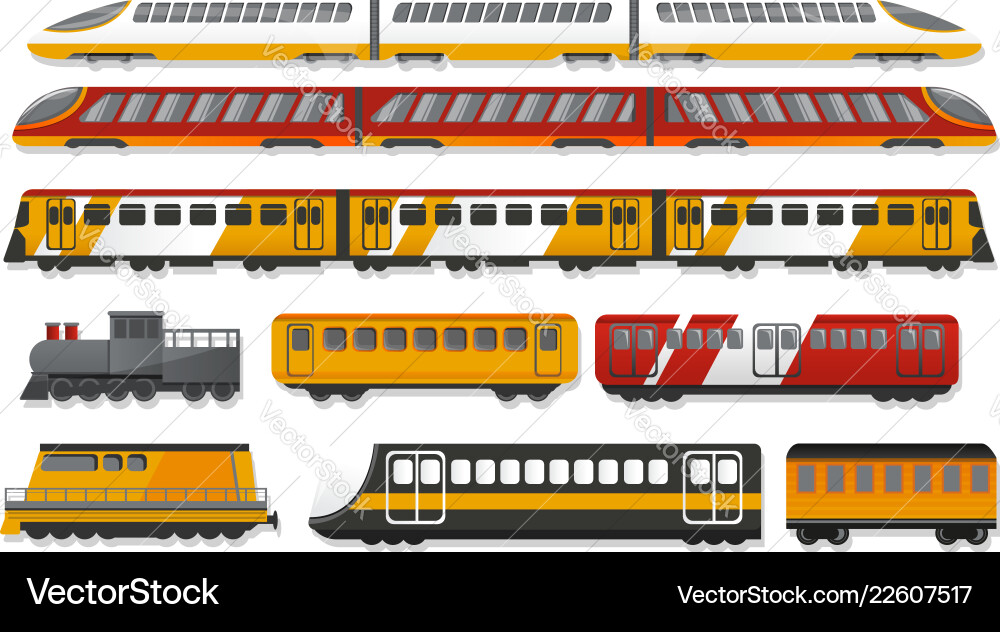 Subway train icon set cartoon style Royalty Free Vector