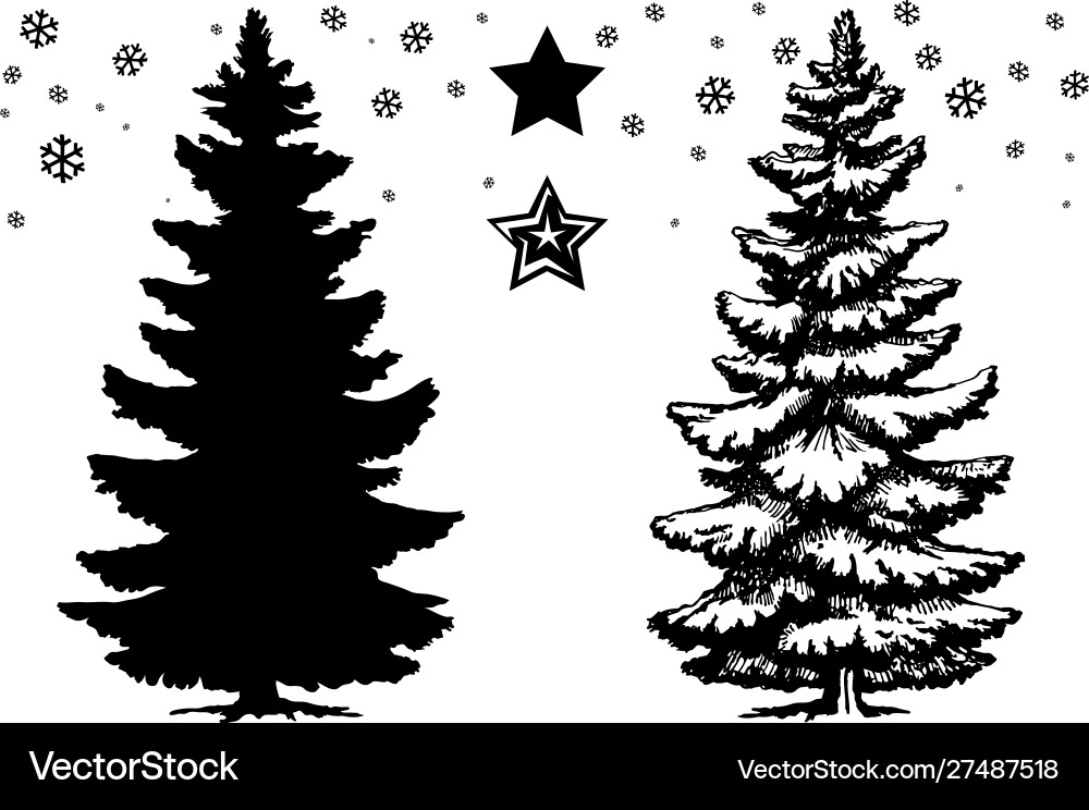 Christmas tree set design template Royalty Free Vector Image
