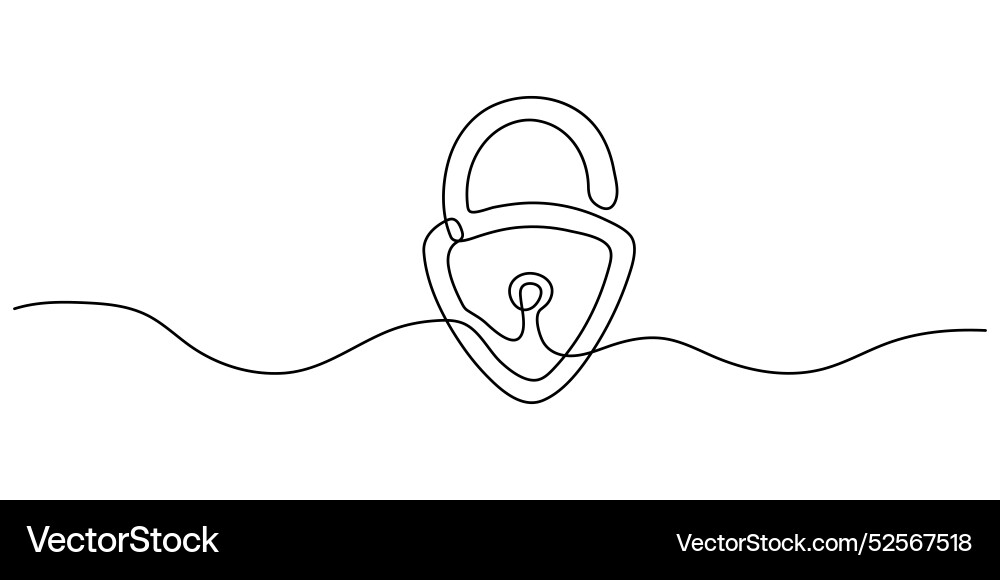 Continuous line drawing of a lock on white Vector Image