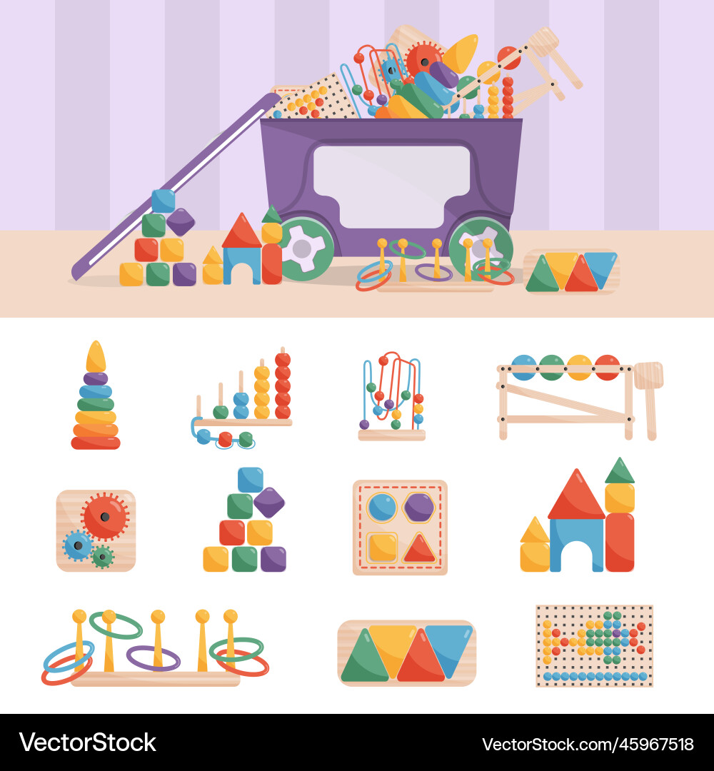 Educational games flat composition Royalty Free Vector Image