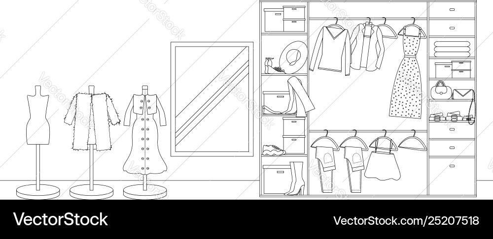 Line interior wardrobe Royalty Free Vector Image