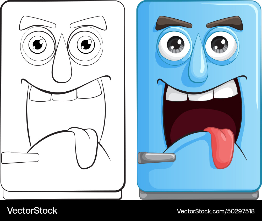 Two cartoon refrigerators showing playful Vector Image