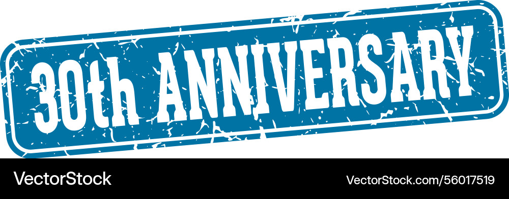 30th anniversary rectangular sign 30th Royalty Free Vector