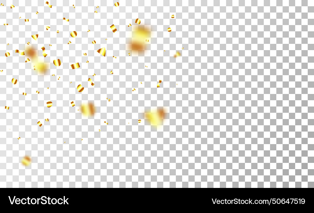 3d party gold confetti on transparent background Vector Image