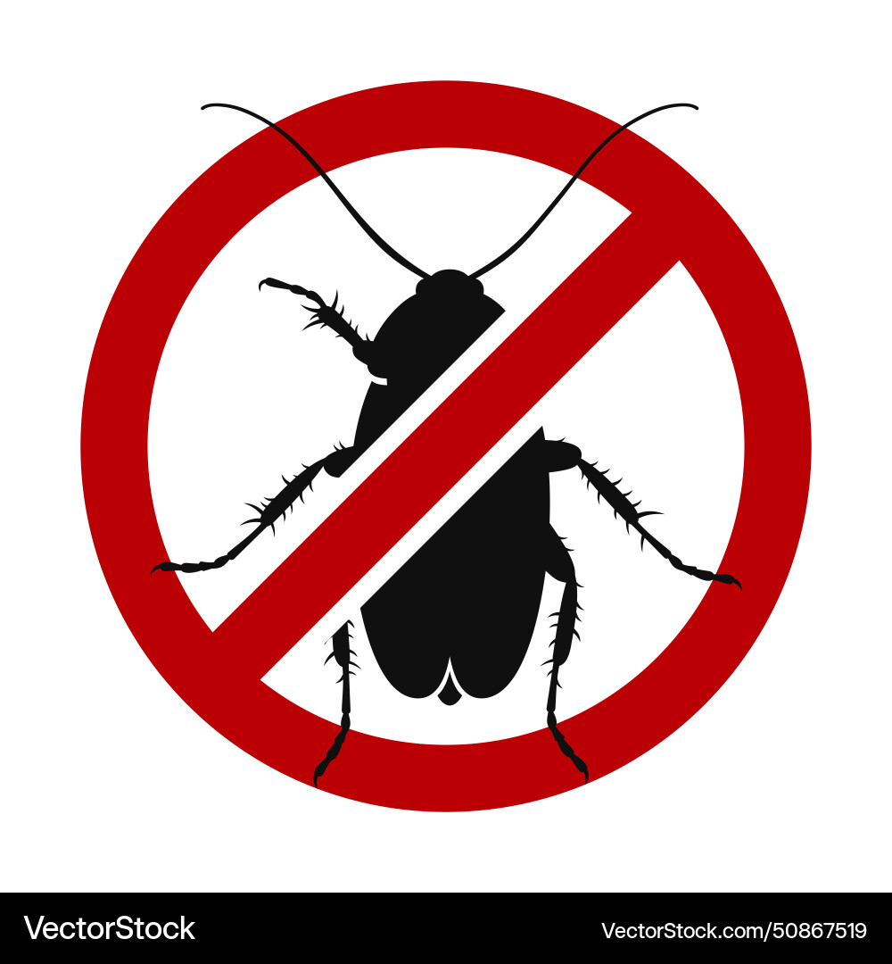 Anti cockroach stop insects sign Royalty Free Vector Image