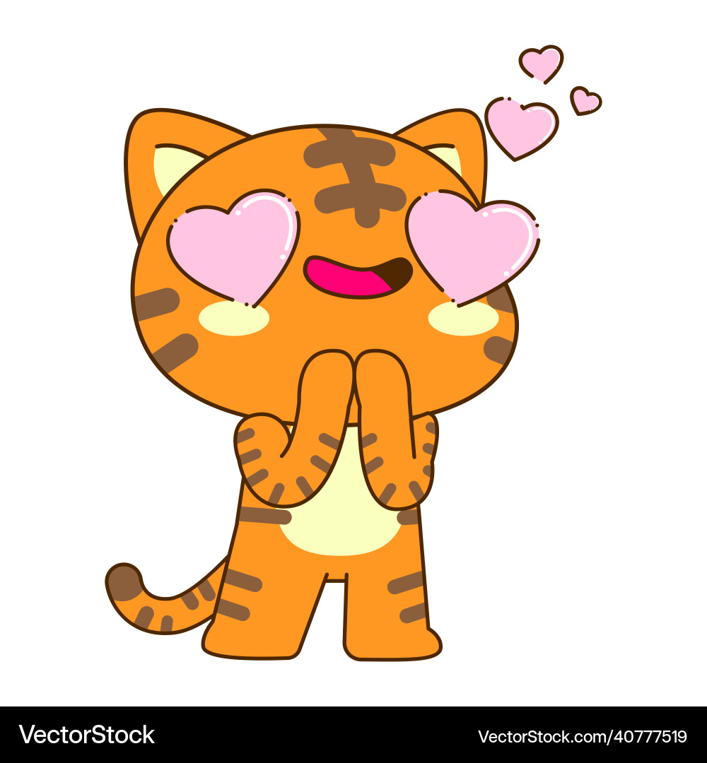Cute little cat set love pose Royalty Free Vector Image