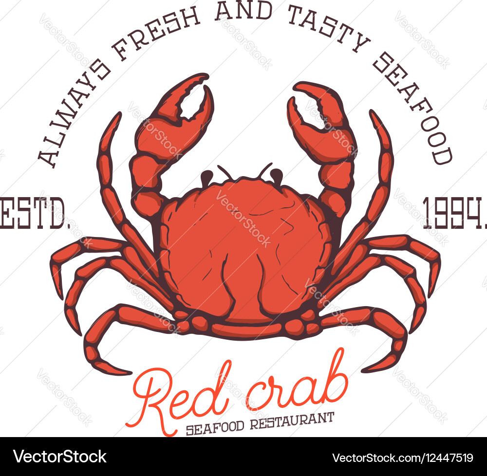 Fresh seafood red crab restaurant Royalty Free Vector Image