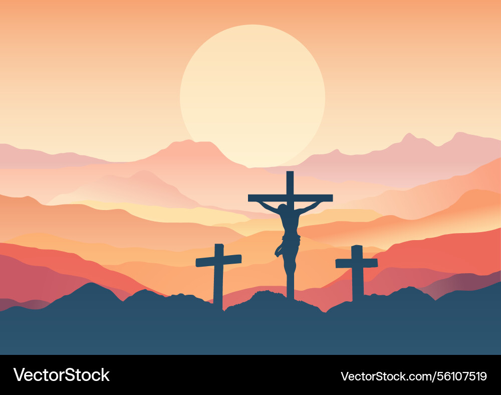 Good friday landscape background with jesus Vector Image