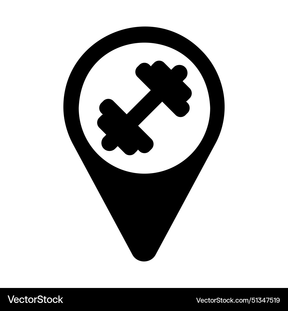 Gym pin map solid icon pointer markers Royalty Free Vector