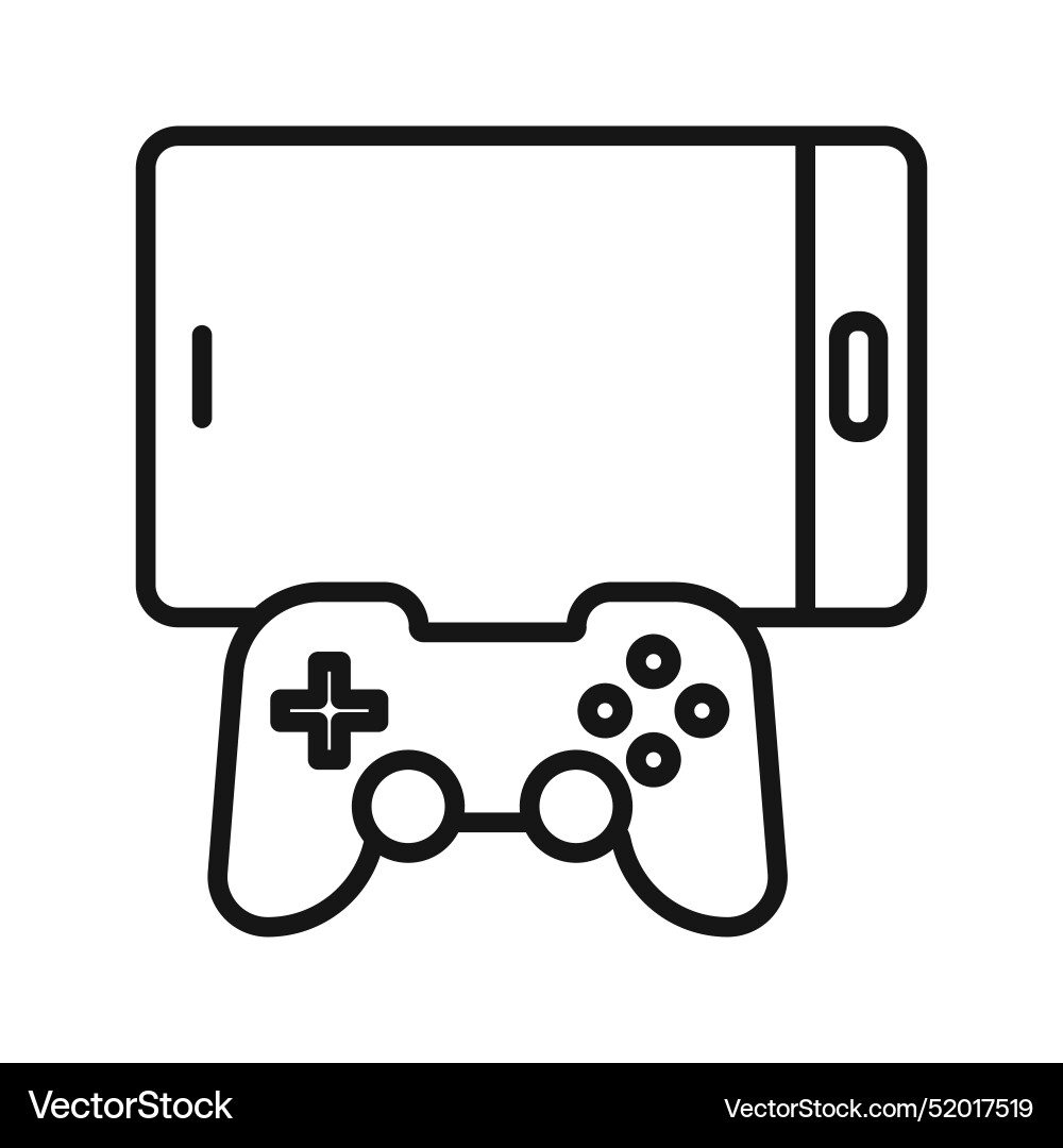 Mobile phone game icon black line art Royalty Free Vector