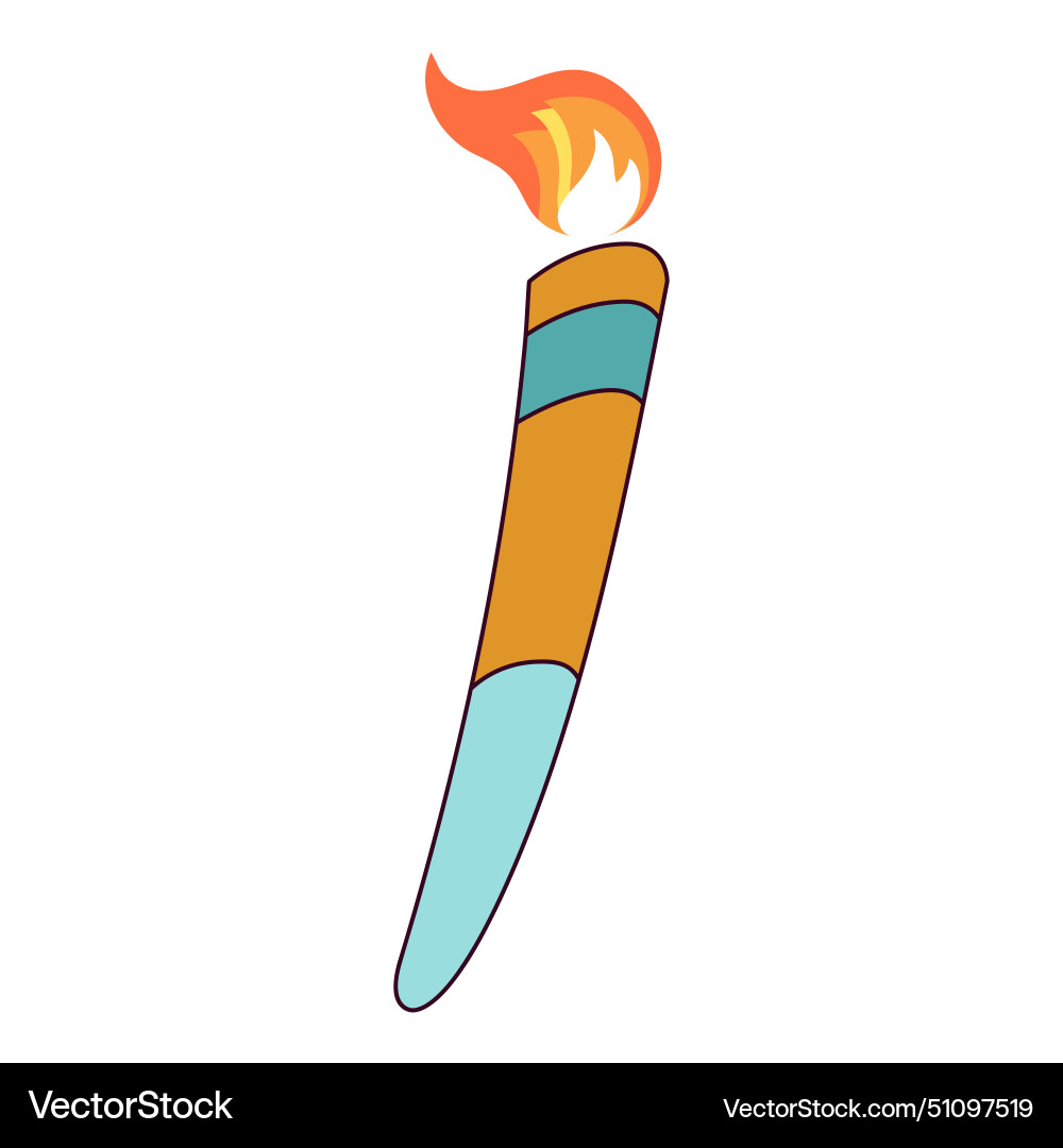 Olympic torch with fire flat icon Royalty Free Vector Image