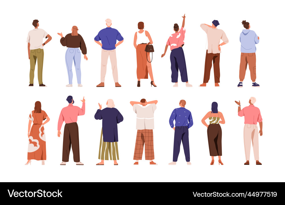 People from behind set men women turned back Vector Image
