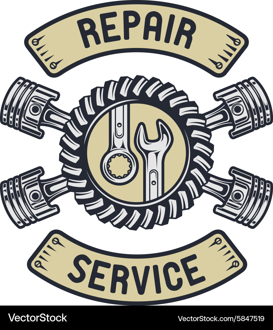 Repair service emblem Royalty Free Vector Image
