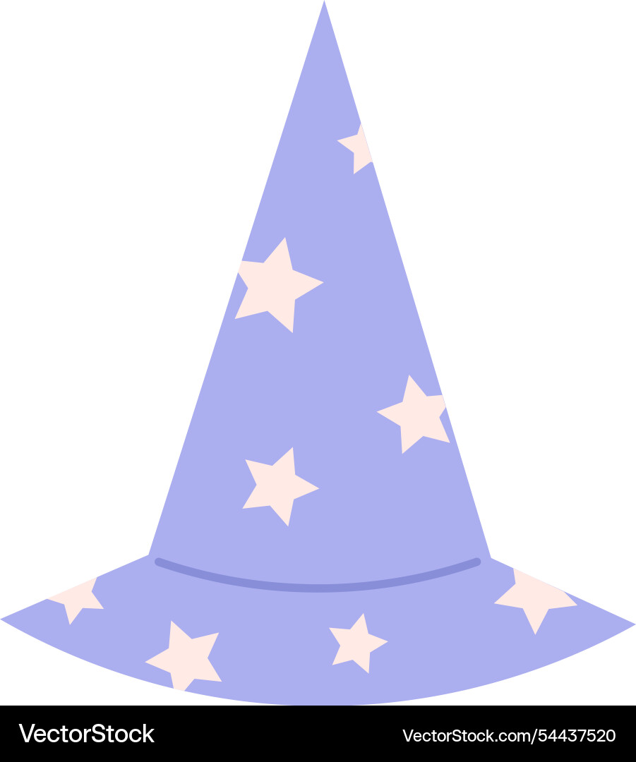 A purple wizard hat with stars Royalty Free Vector Image