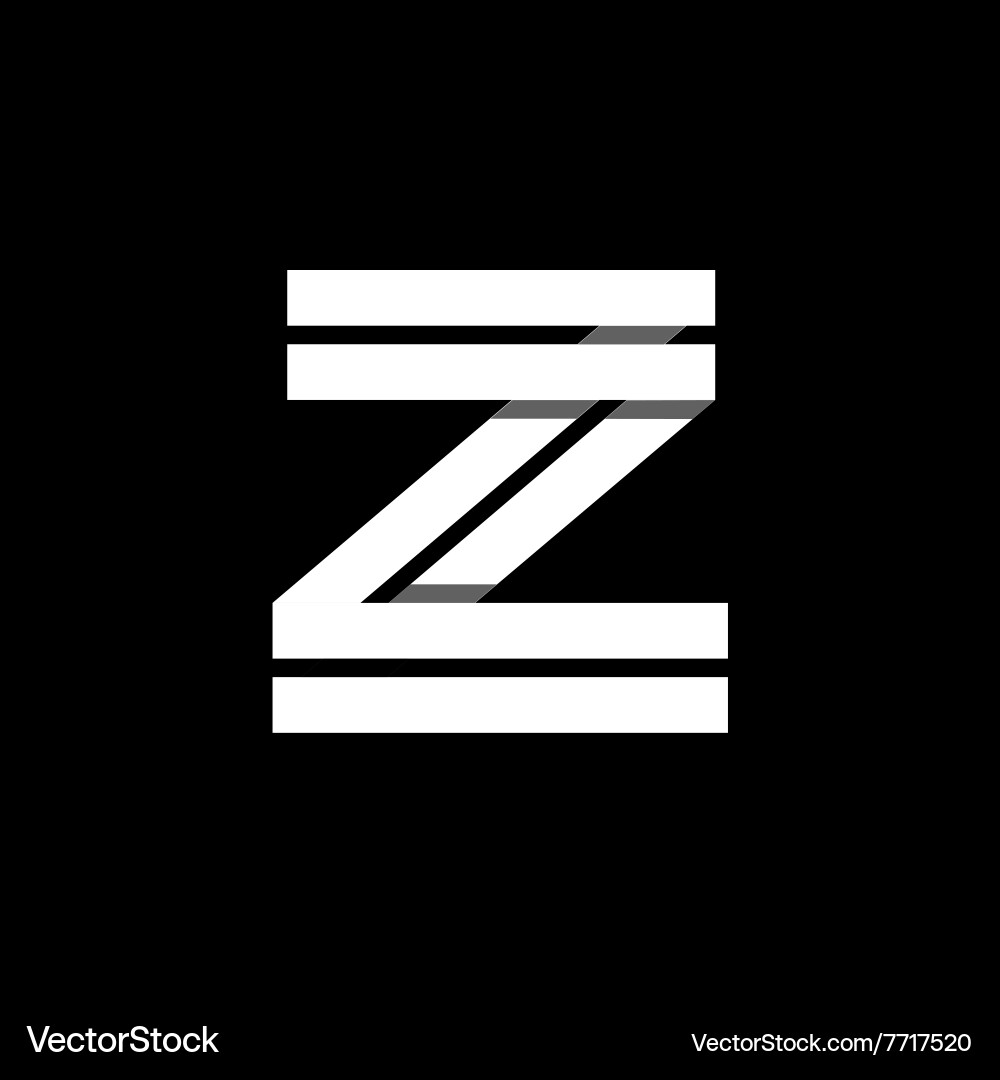 Letter z wide white stripes logo monogram emblem Vector Image