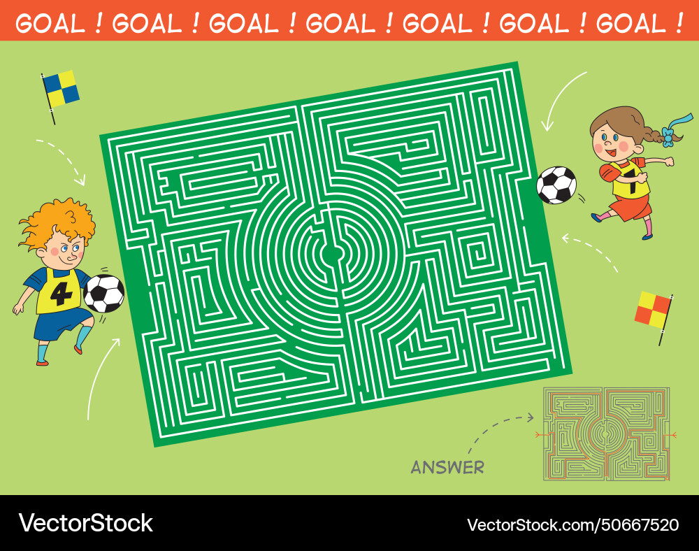 Maze football Royalty Free Vector Image - VectorStock