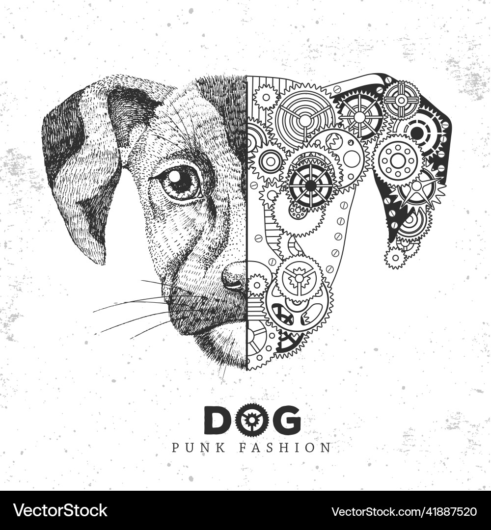 Realistic and punk style dog face Royalty Free Vector Image
