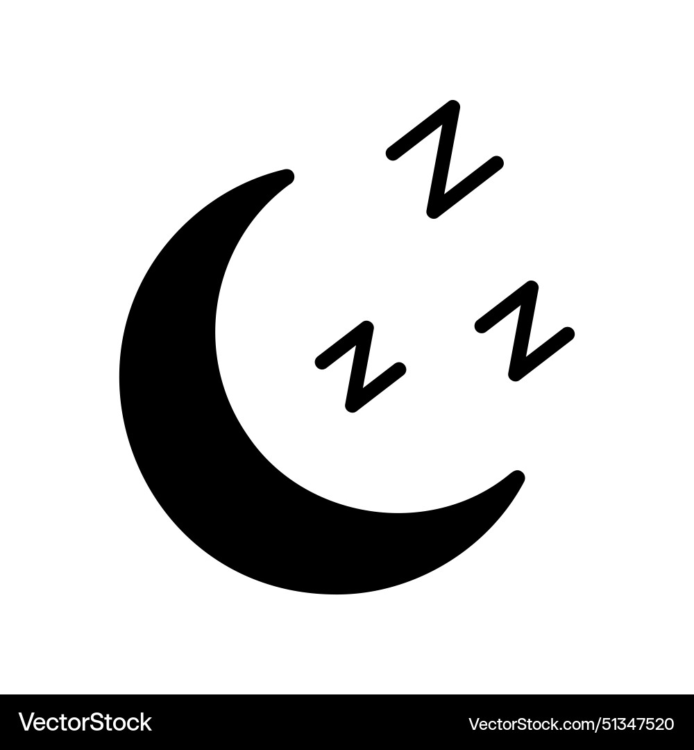 Sleeping time solid icon moon clock sign graph Vector Image