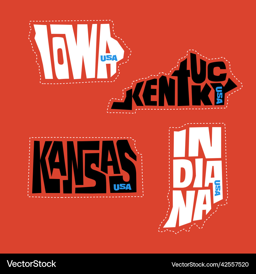 State Outline Stickers Royalty Free Vector Image