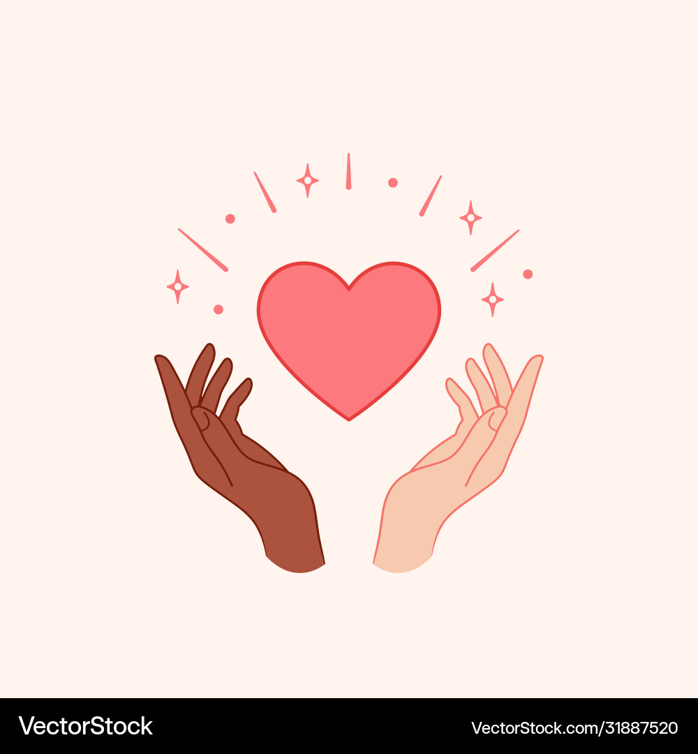 Stop racism hands holding red heart Royalty Free Vector