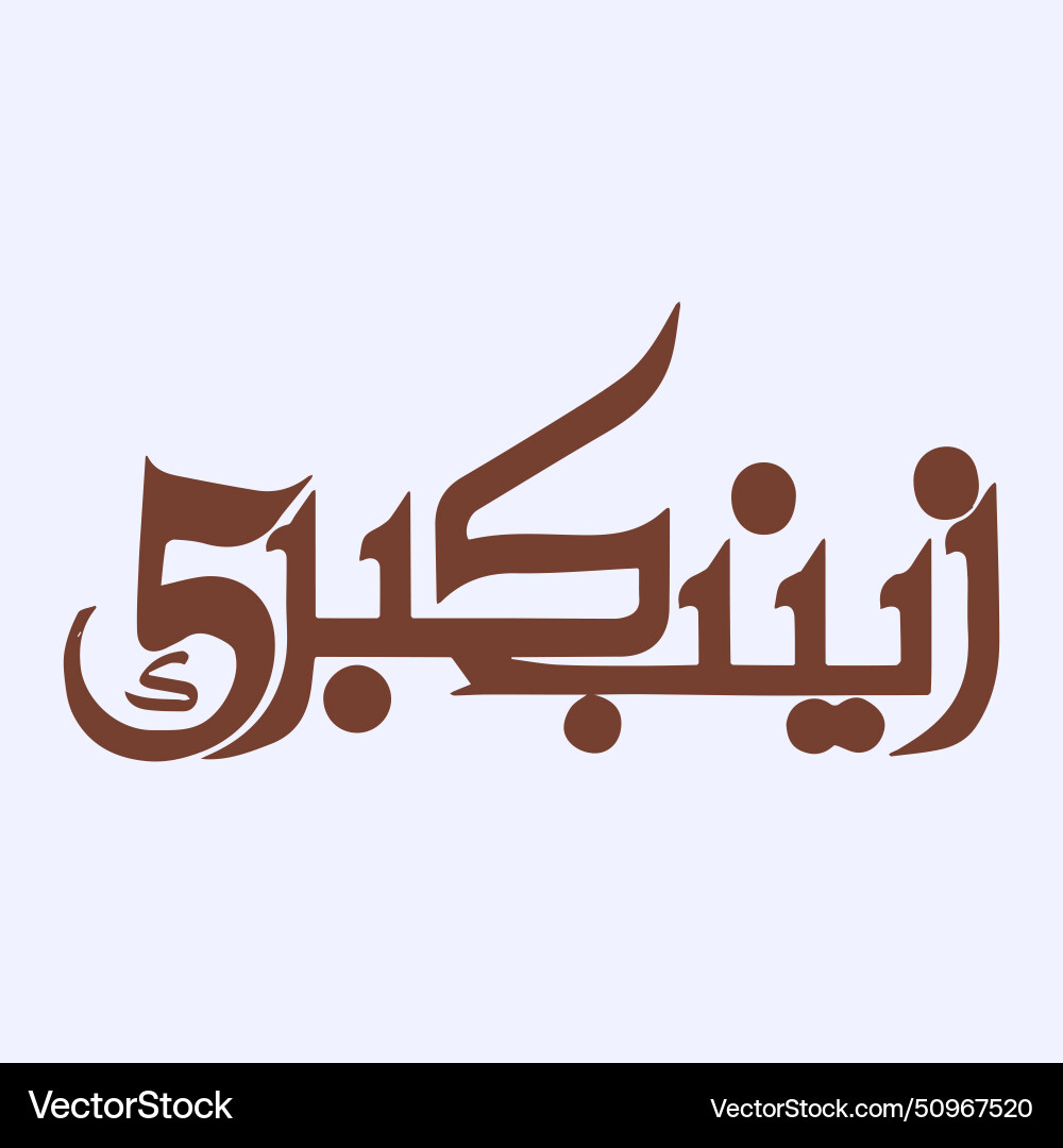 Zainab calligraphy bibi name Royalty Free Vector Image