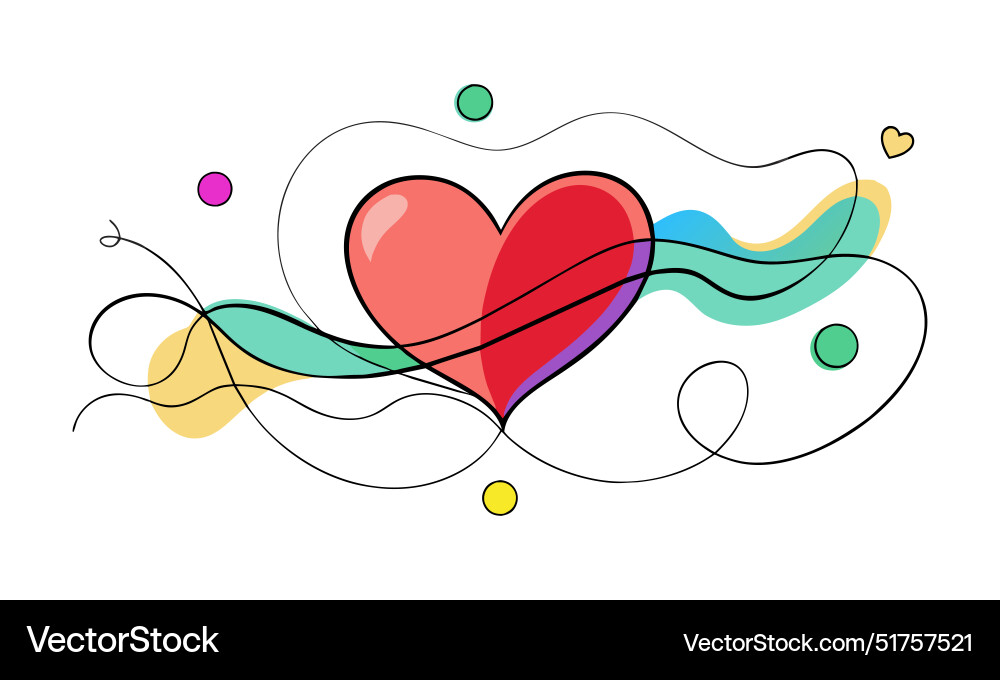 Colorful heart one line continuous art Royalty Free Vector