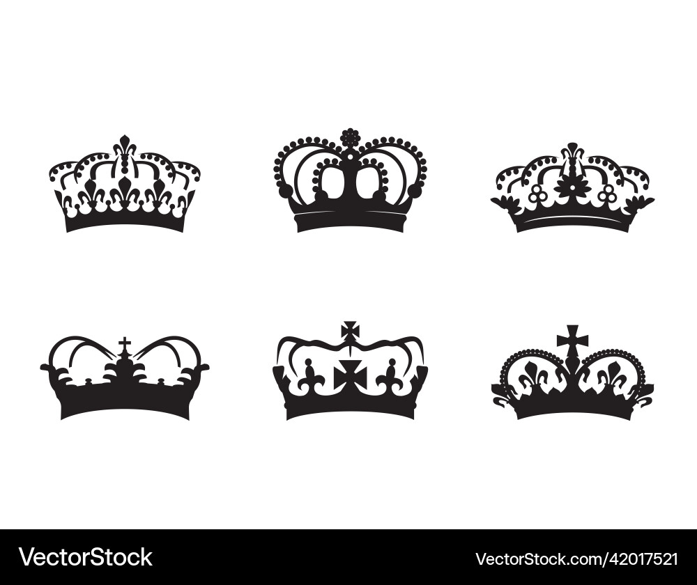 Heraldic crown collection big set of icons Vector Image