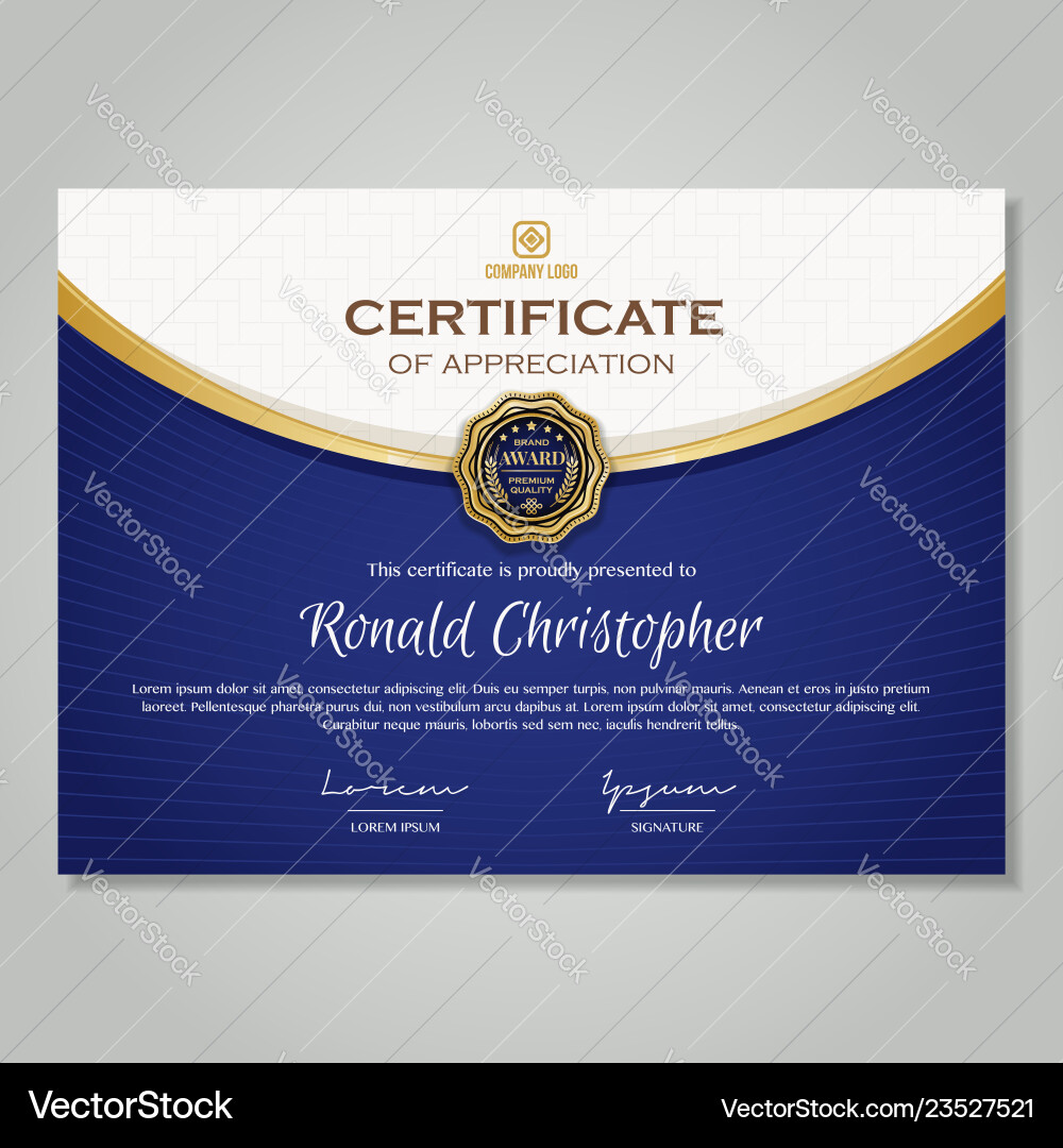 Blue Certificate Border Vector Blue Certificate Border Royal Style