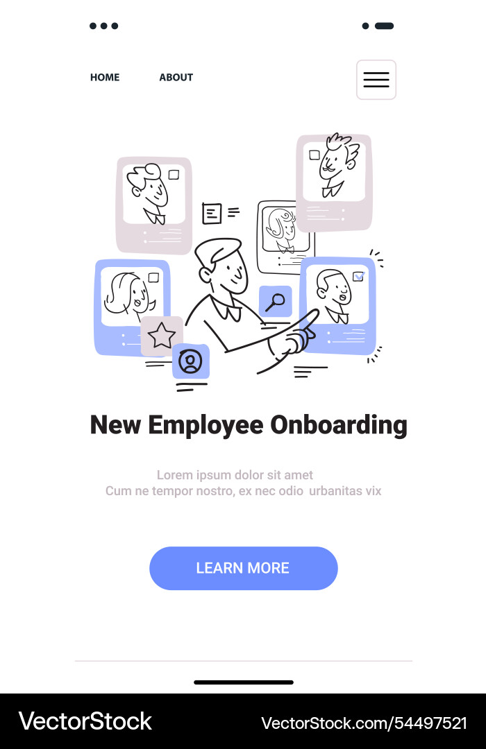 New employee onboarding concept with hand-drawn Vector Image