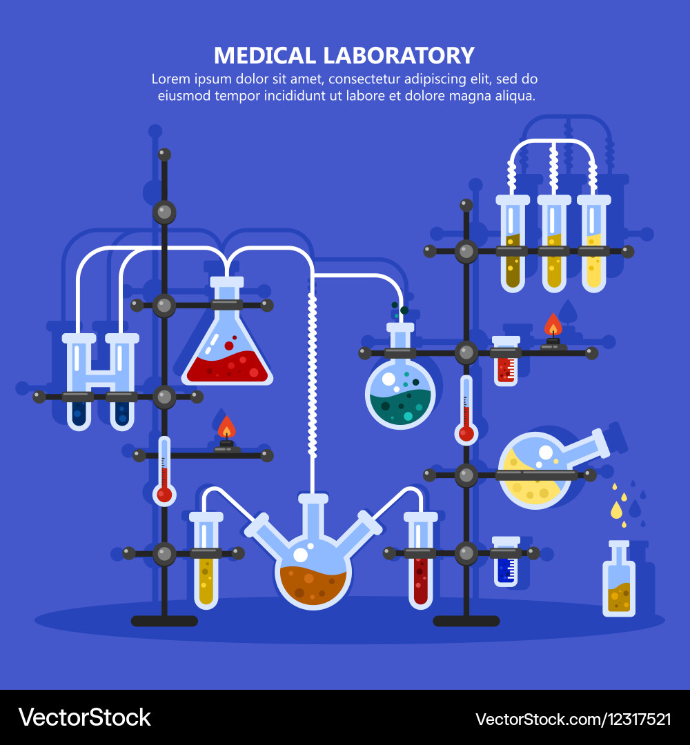 Pharmacy or medicine lab laboratory with pipes Vector Image