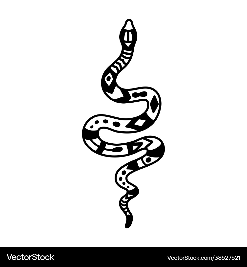 Snake is wrigging black and white Royalty Free Vector Image