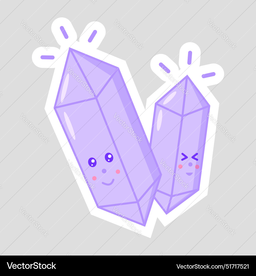 Sticker with cute magic crystals cartoon style Vector Image
