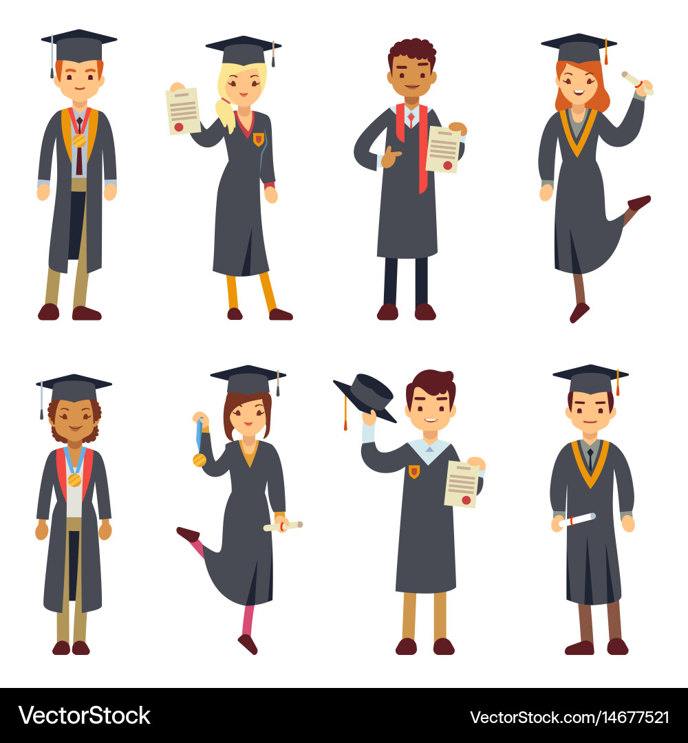 Young college graduate and university students Vector Image