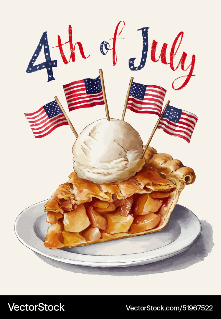 4th of july celebration apple pie Royalty Free Vector Image