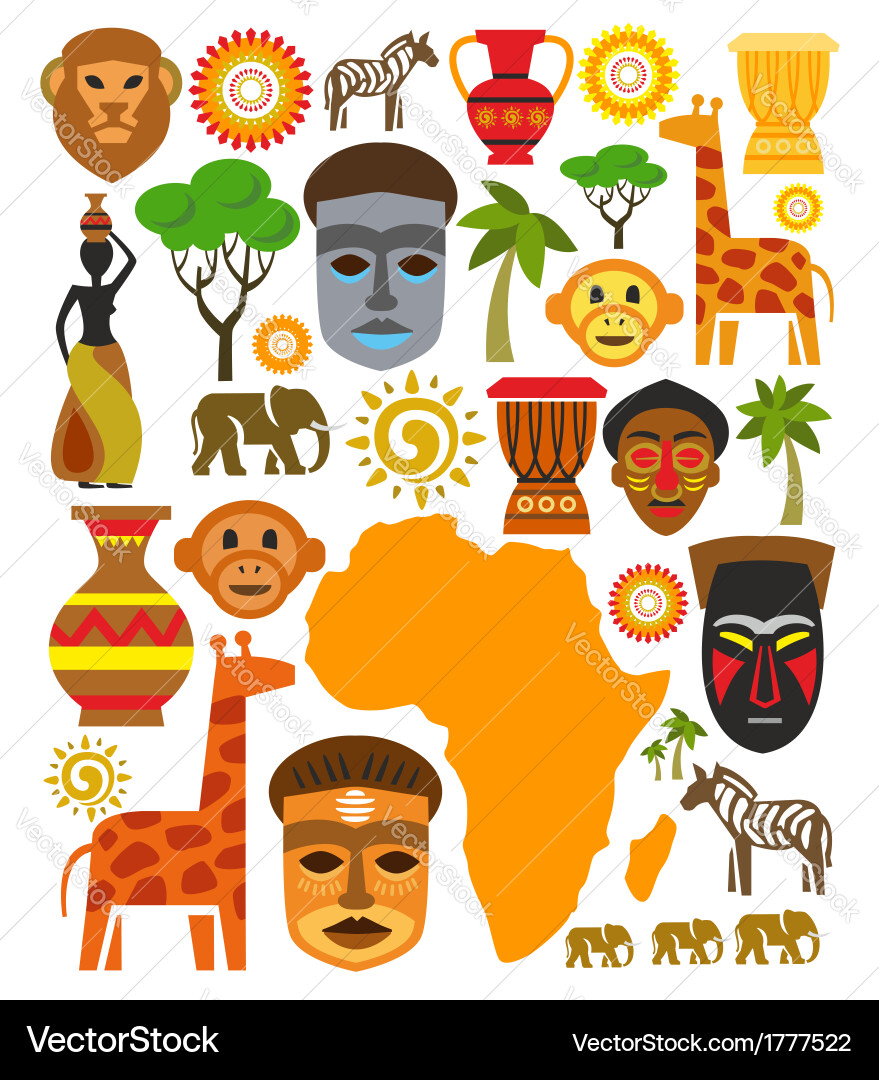 Africa icon set Royalty Free Vector Image - VectorStock