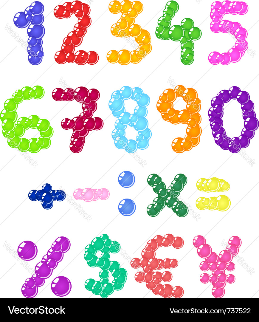Bubbles numbers Royalty Free Vector Image - VectorStock